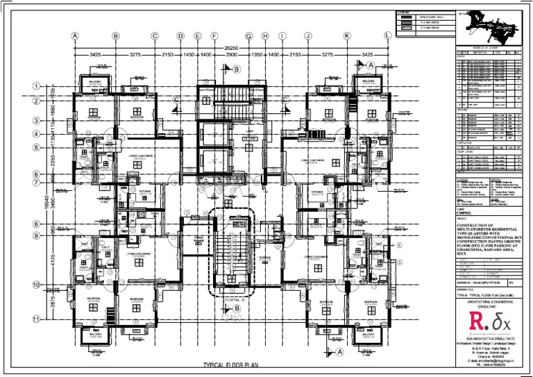 001 Type-B-Floor Plans, Section, Elevation, Staircase Detail-Typical ...