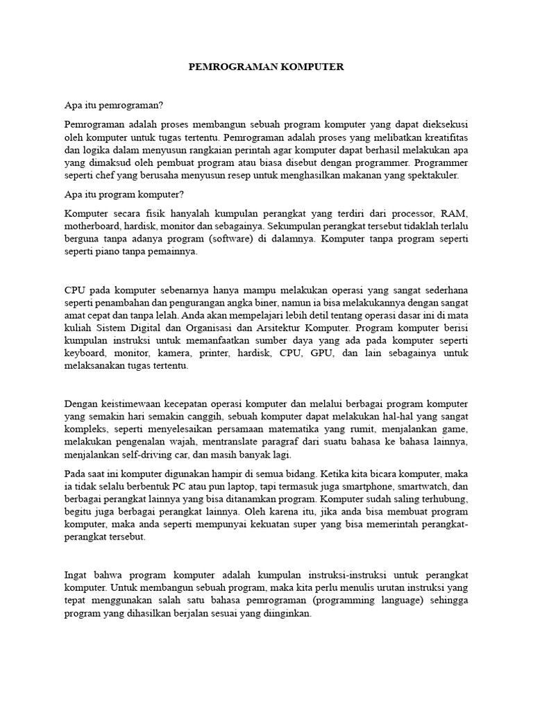 Pemrograman Komputer | PDF