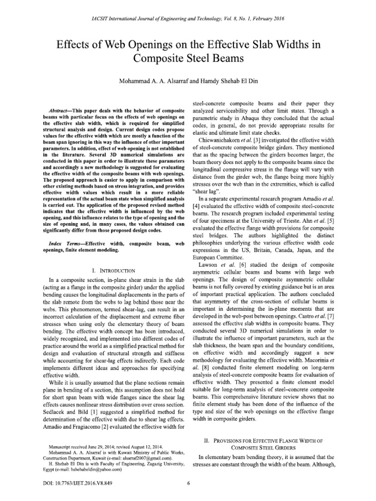 Effects of Web Openings on the Effective Slab Widths in Composite ...
