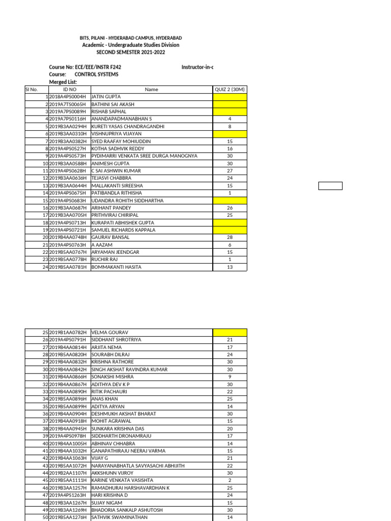 Marks Control Systems Quiz 2 | PDF