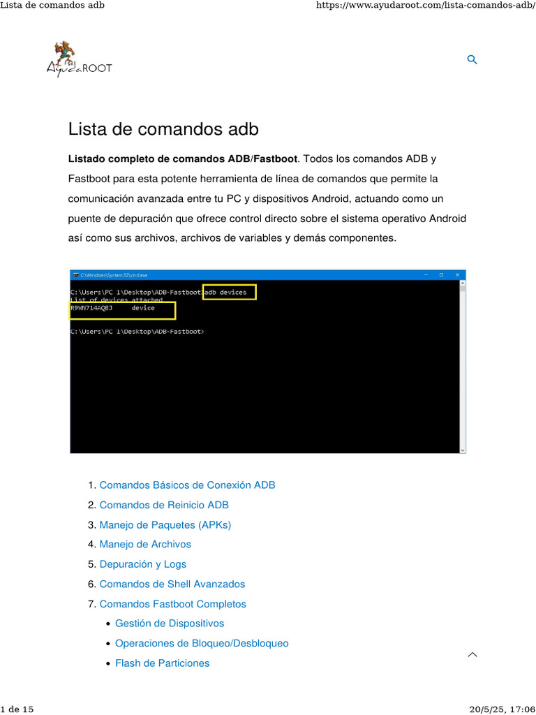 Comandos ADB y Fastboot Esenciales | PDF | Archivo de computadora | Informática