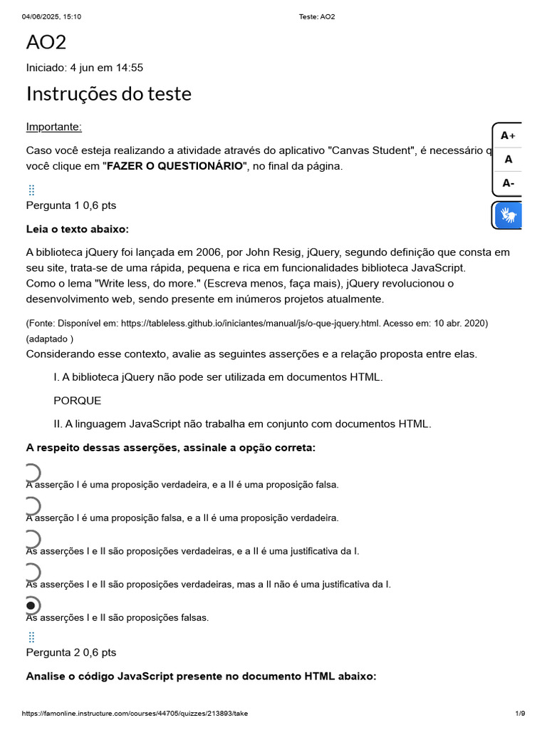 AO2_FrondEnd_Nota6 | PDF | Script Java | Html