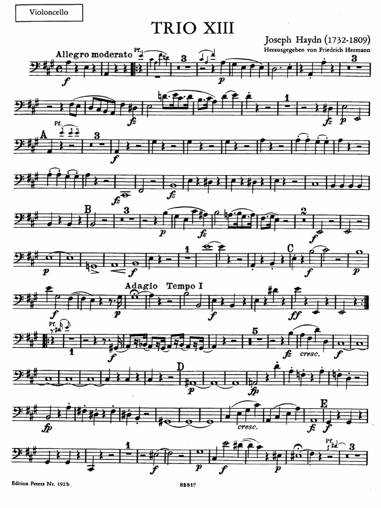 Haydn Violoncello Trio XIII Sheet Music | PDF | Musical Compositions ...