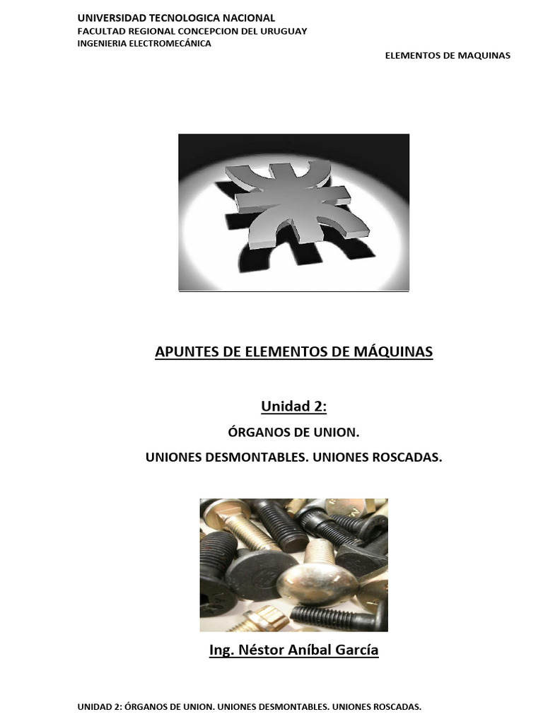 UNIDAD 2-2 Ejemplos Uniones Roscadas | PDF | Tornillo | Fatiga (material)