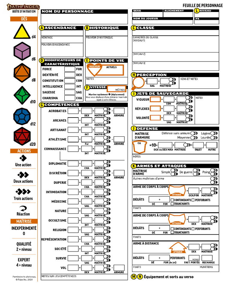 PF 2 Fiche de Personnage | PDF