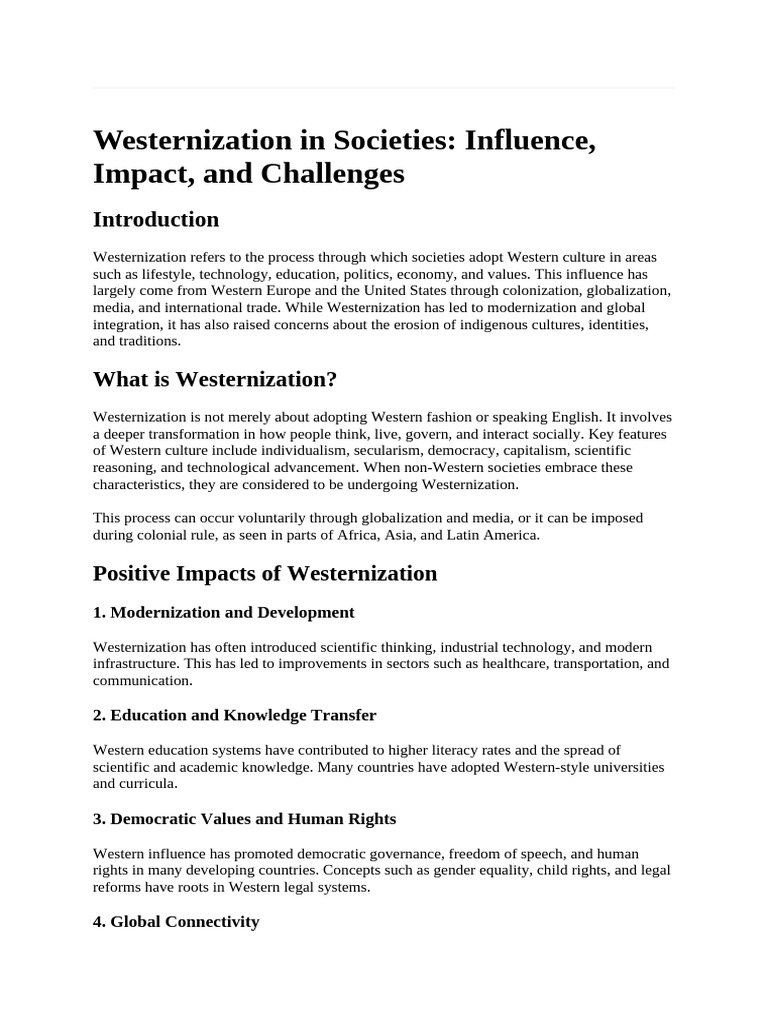 Westernization in Societies | PDF | Traditions | Society