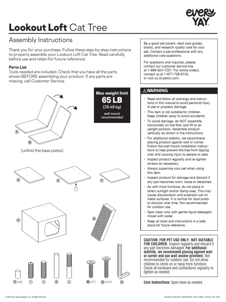Lookout Loft Cat Tree Assembly Guide | PDF