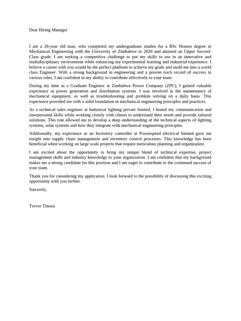 Mechanical Engineer Job Application | PDF