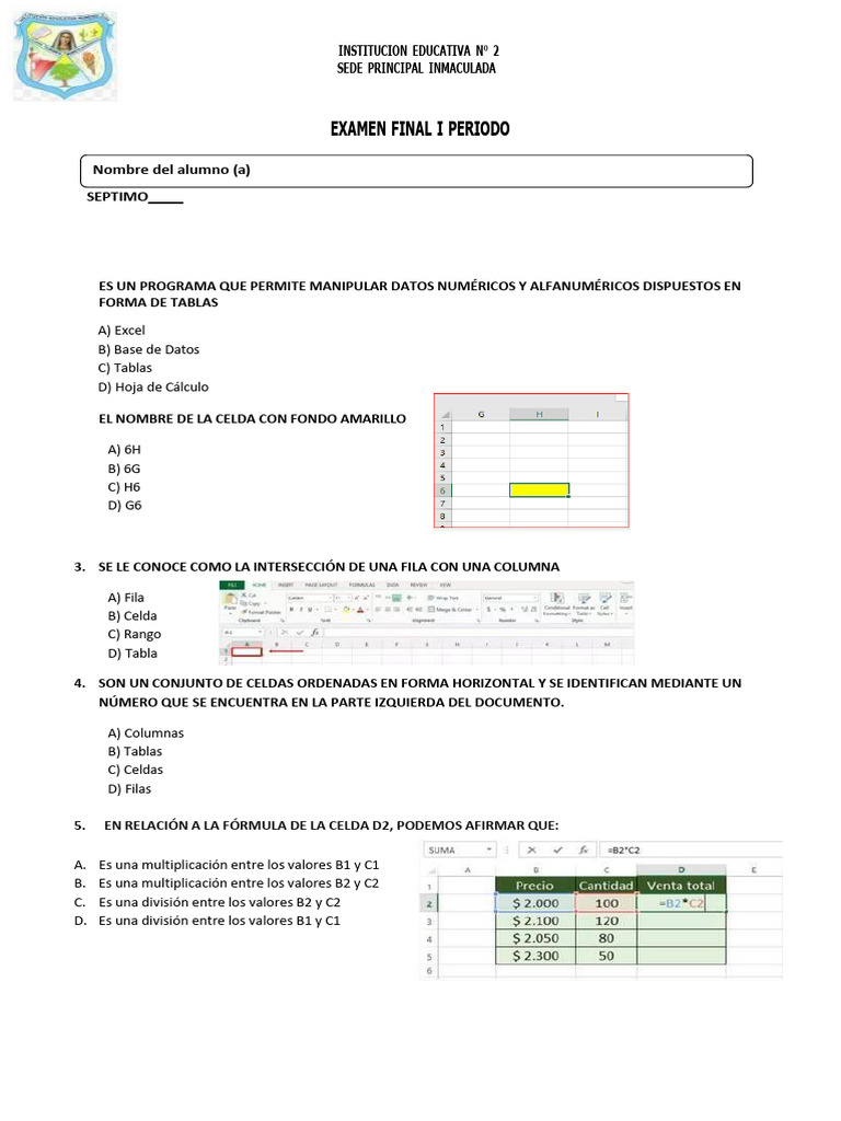 Examen de Informatica 7 | PDF