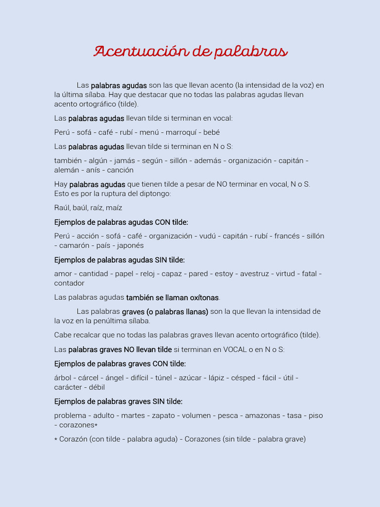 Acentuación de Las Palabras | PDF | Lingüística