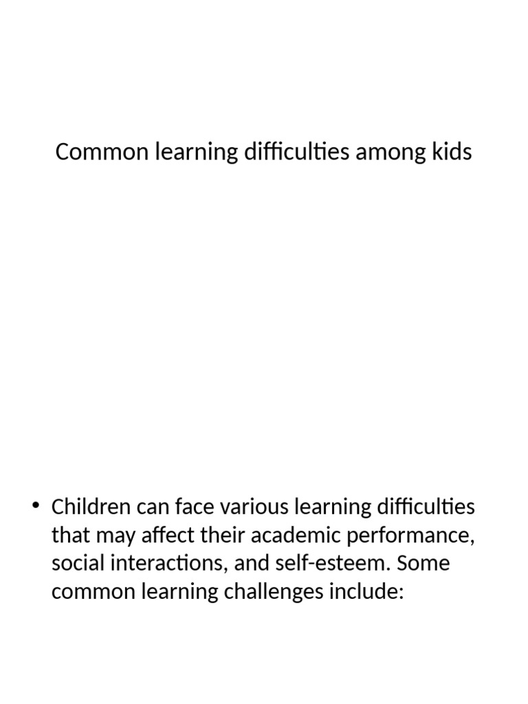 Common Learning Kids Difficulties | PDF | Dyslexia | Learning Disability
