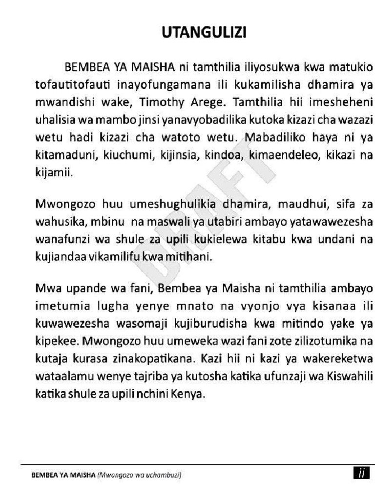 Bembea Ya Maisha Notes | PDF