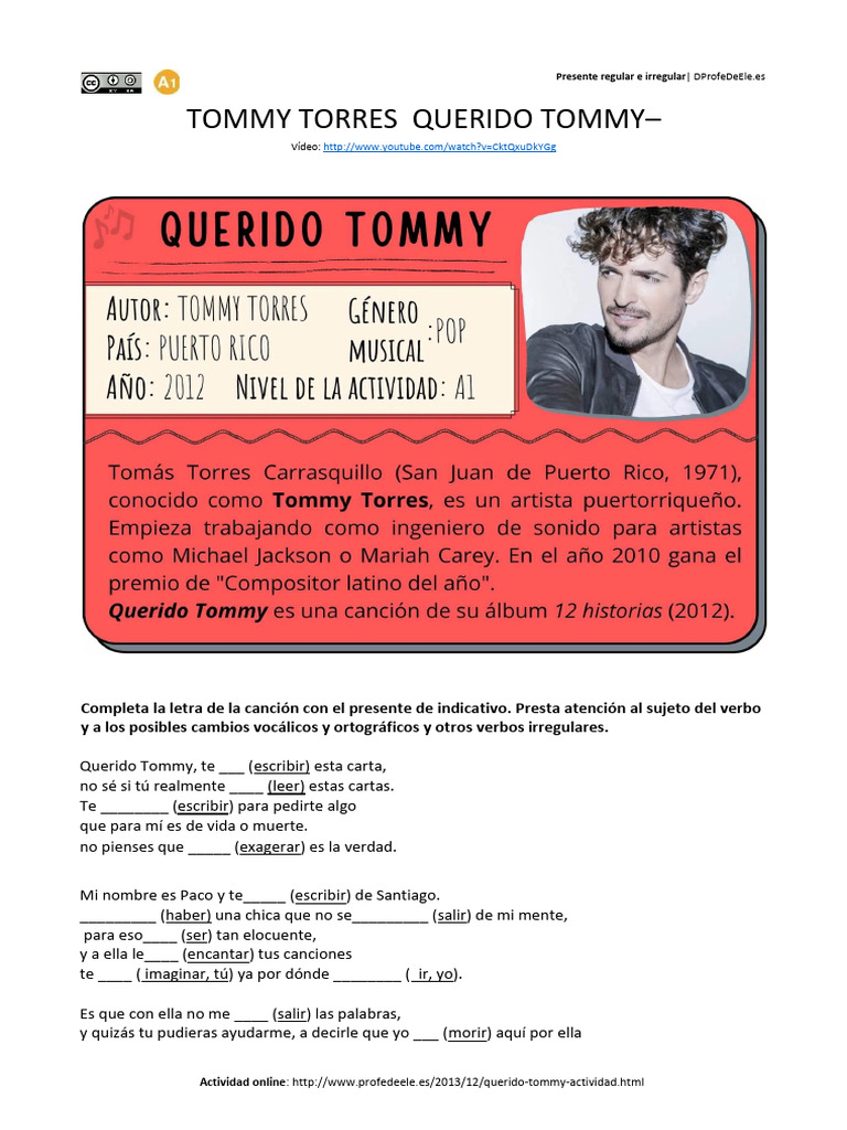Actividad: Presente en "Querido Tommy" | PDF