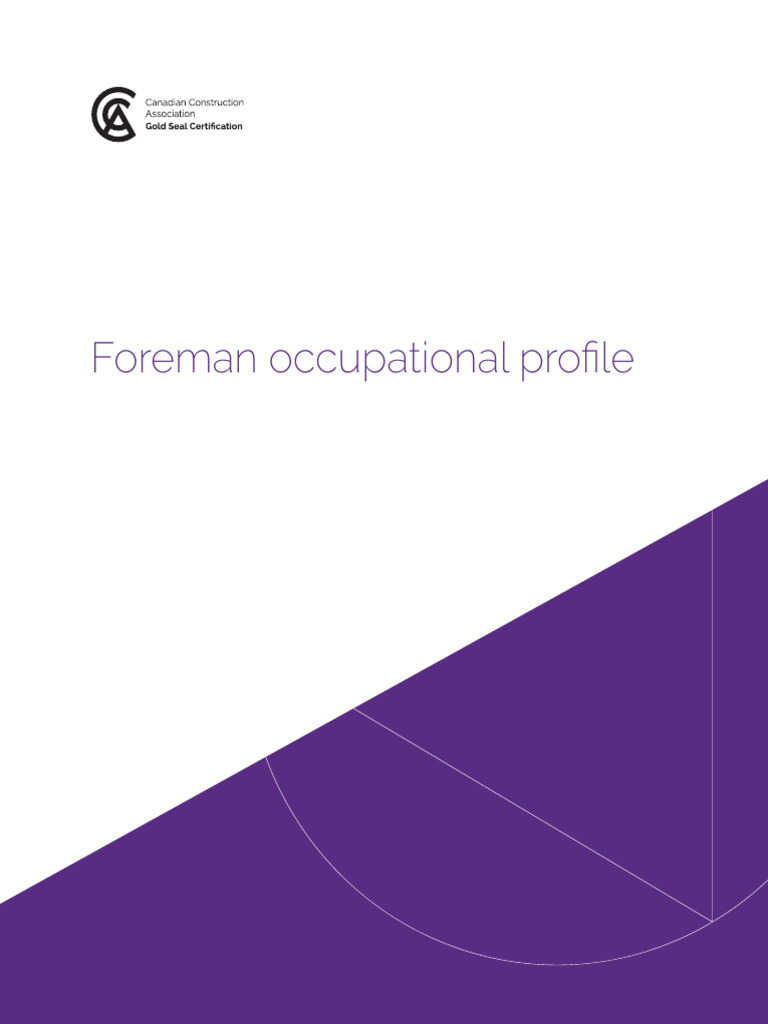 Foreman Occupational Profile Aug132020 | PDF | Safety | Occupational ...
