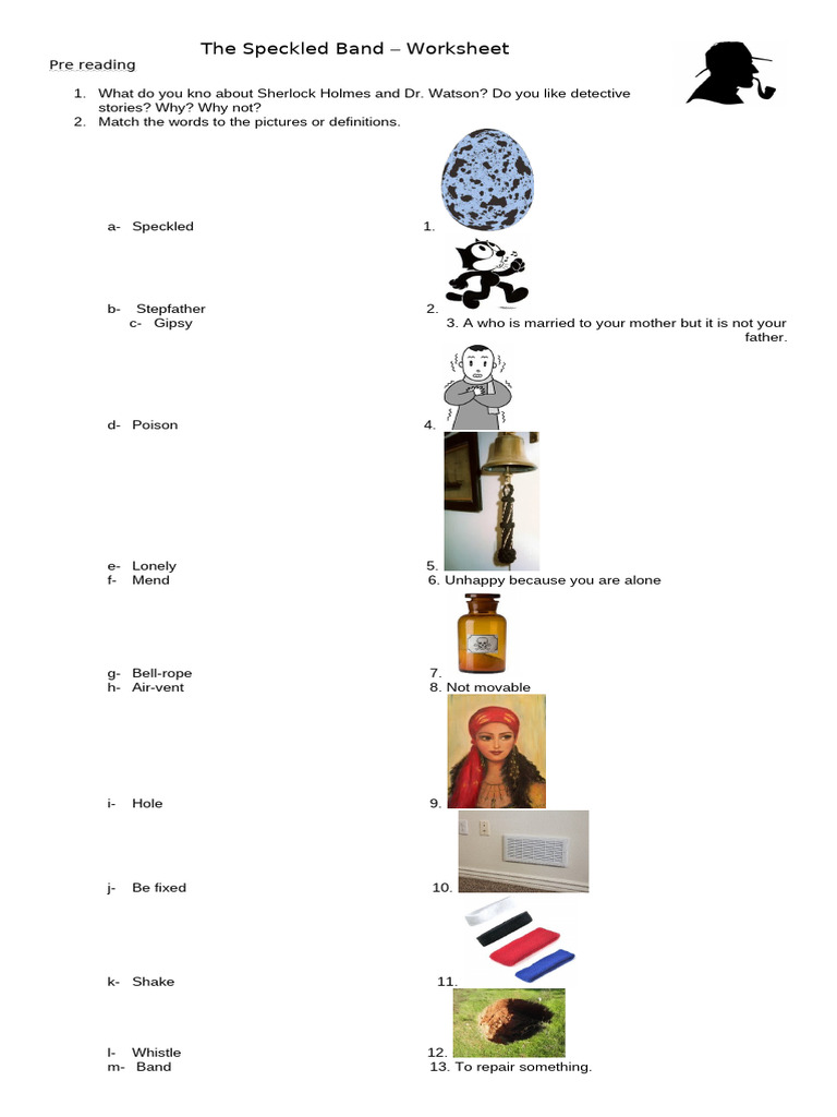 The Speckled Band Worksheet Activities | PDF | The Adventure Of The ...