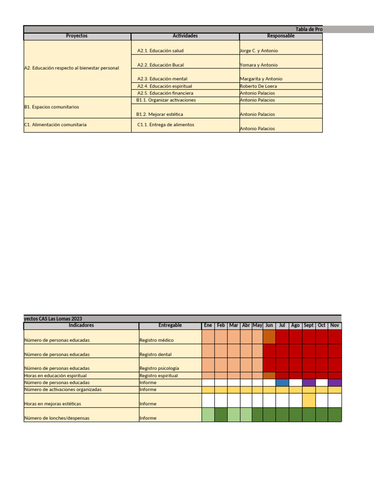 Tabla de Proyectos-Palacios | PDF