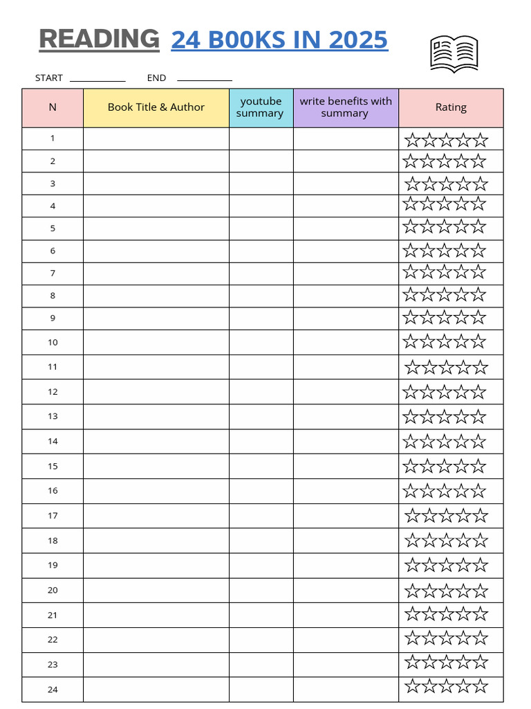 Student Reading Tracker Document Colorful in Modern and Simple Style | PDF