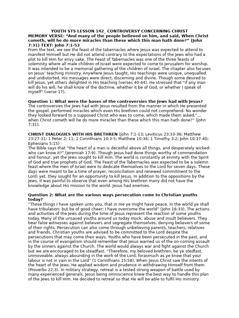 Youth Controversies Surrounding Christ | PDF | Jesus | Gospel Of John