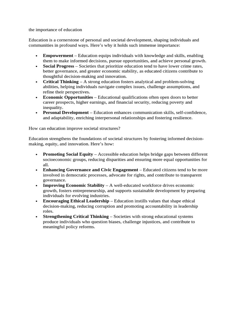 The Importance of Education | PDF