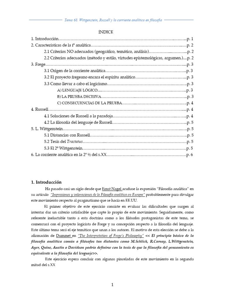 Tema 68. W, R y la corriente analítica en filosofía | PDF | Gottlob ...