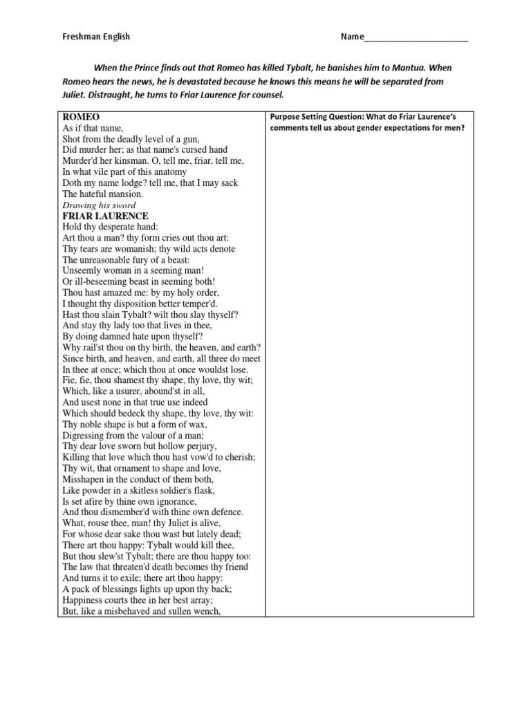 Romeo: Drawing His Sword | PDF | Characters In Romeo And Juliet ...