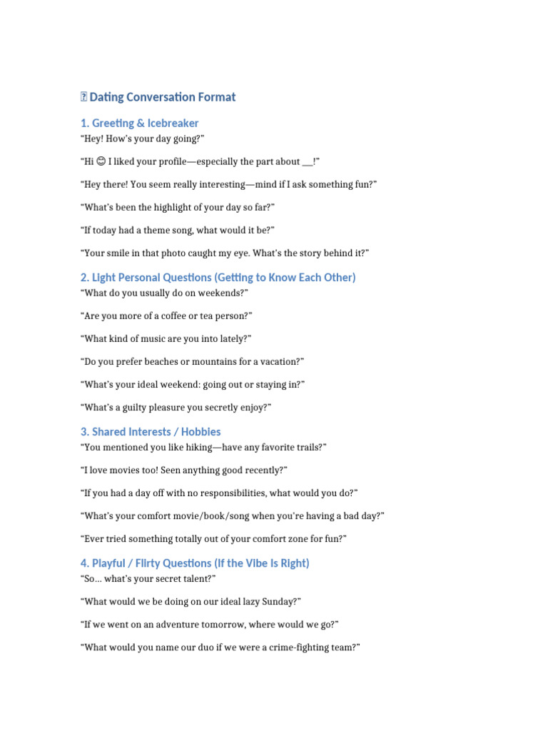 Dating Conversation Format | PDF