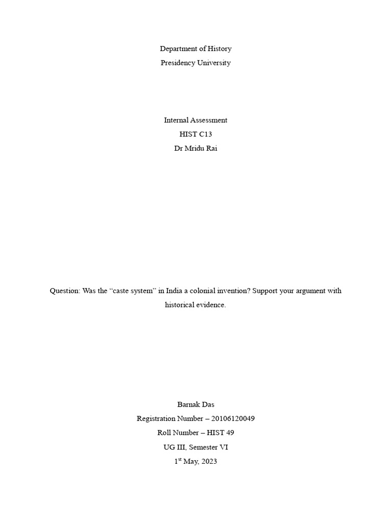Was The Caste System A Colonial Inventio | PDF | Caste