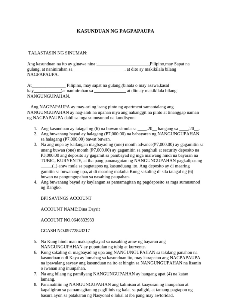 Tagalog Lease Contract | PDF