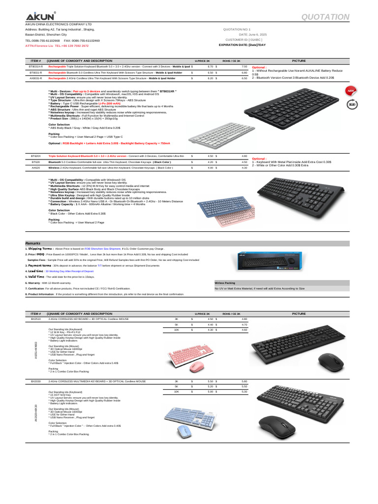 STF-Aikun Keyboard and Mouse Quotation Sheet 2025.02.13 | PDF ...
