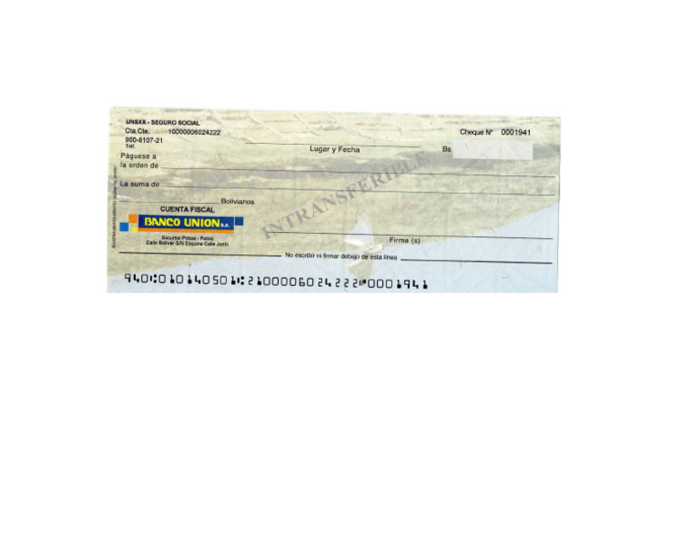 Cheque Banco Union | PDF