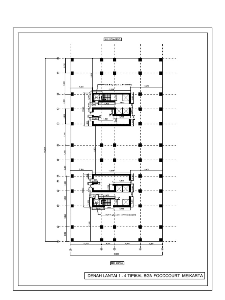Denah & Pot Shaft Lift Foodcourt 4 Lantai Meikarta | PDF