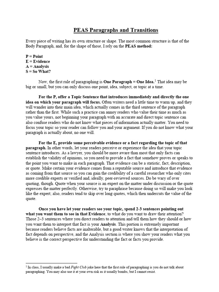 PEAS Paragraphs and Transitions | PDF | Recession | Argument