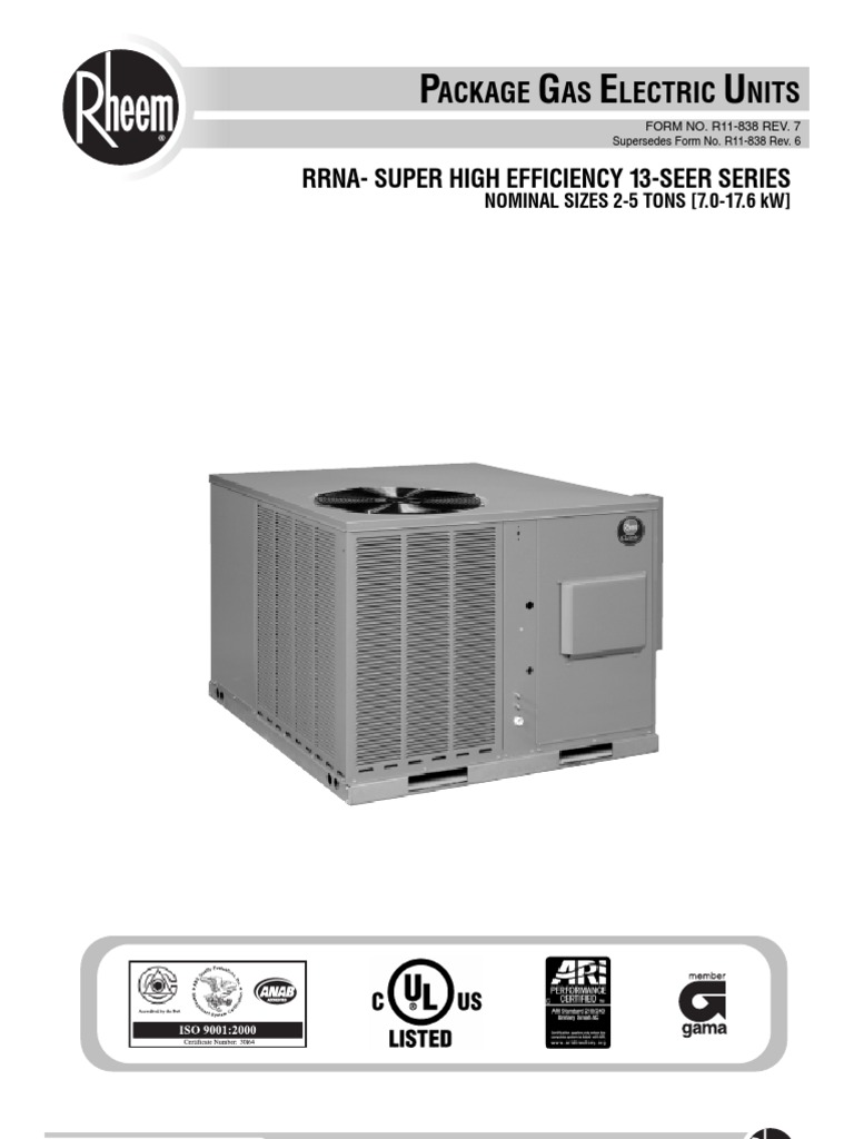 Rheem Classic Rrna | PDF | Air Conditioning | Horsepower