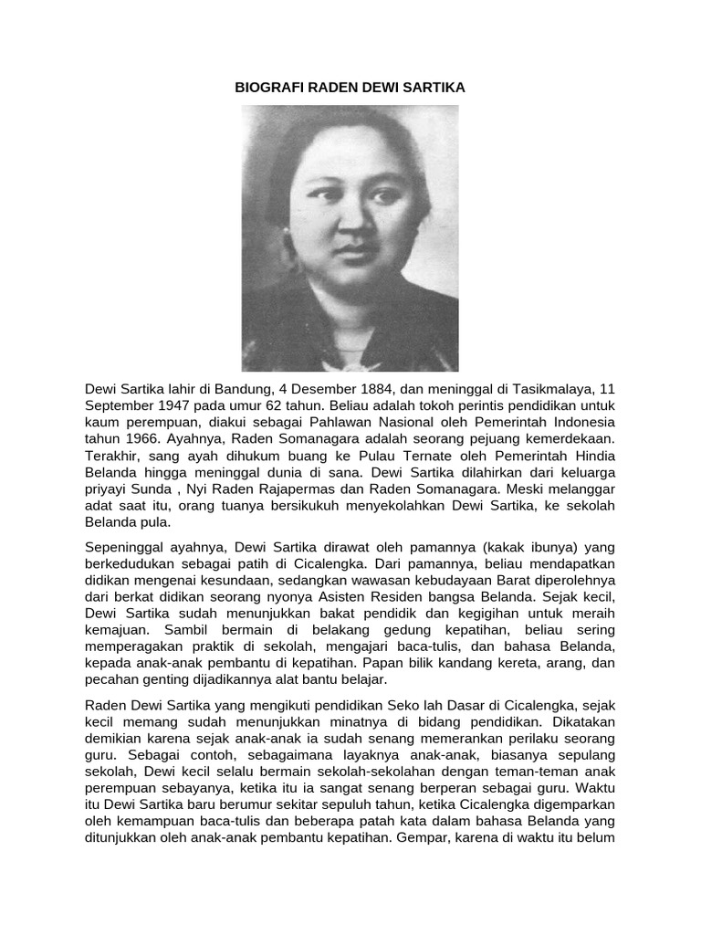 Biografi Raden Dewi Sartika | PDF