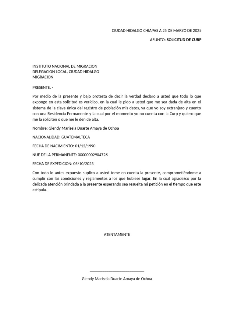 SOLICITUD DE CURP | PDF