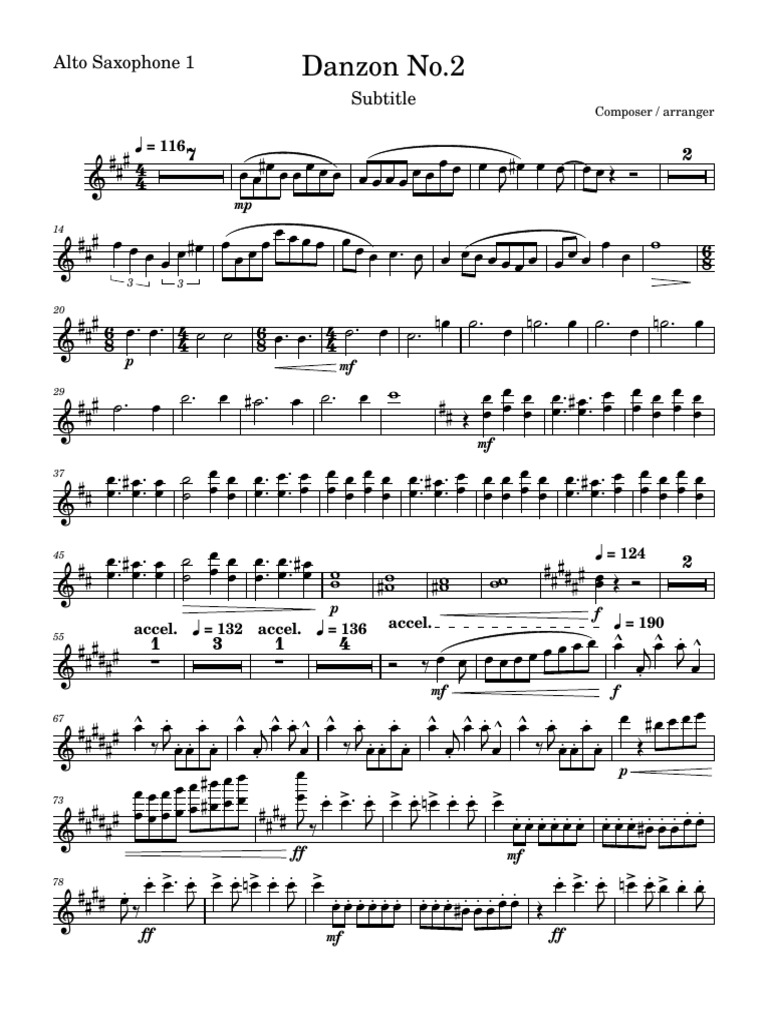 Danzon No.2-Alto Saxophone 1 | PDF | Woodwind Instruments | Saxophone