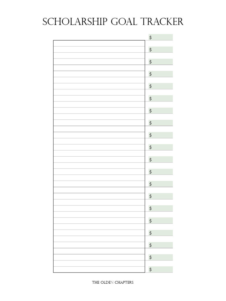 Scholarship Goal Tracker Letter | PDF