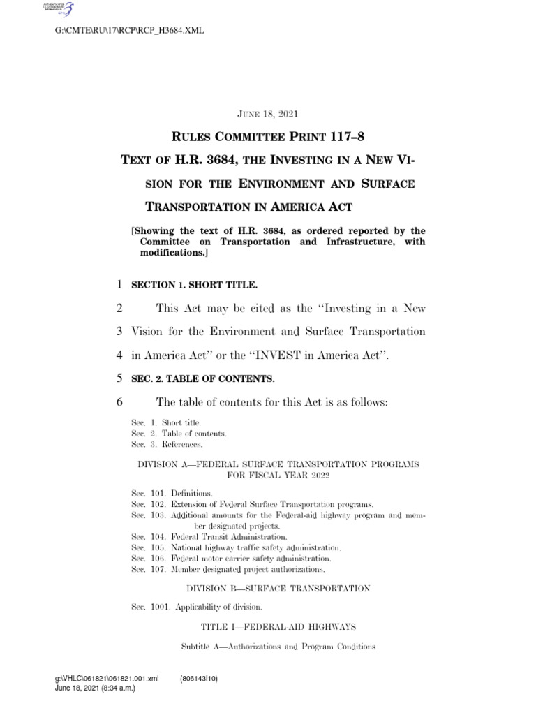 Infrastructure Act | PDF | Driving Under The Influence | Rail Transport