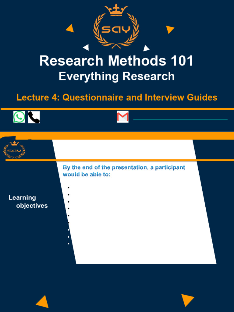 Research Methods 101 - L4 Questionnaire and Interview Guides | PDF | Sampling (Statistics ...