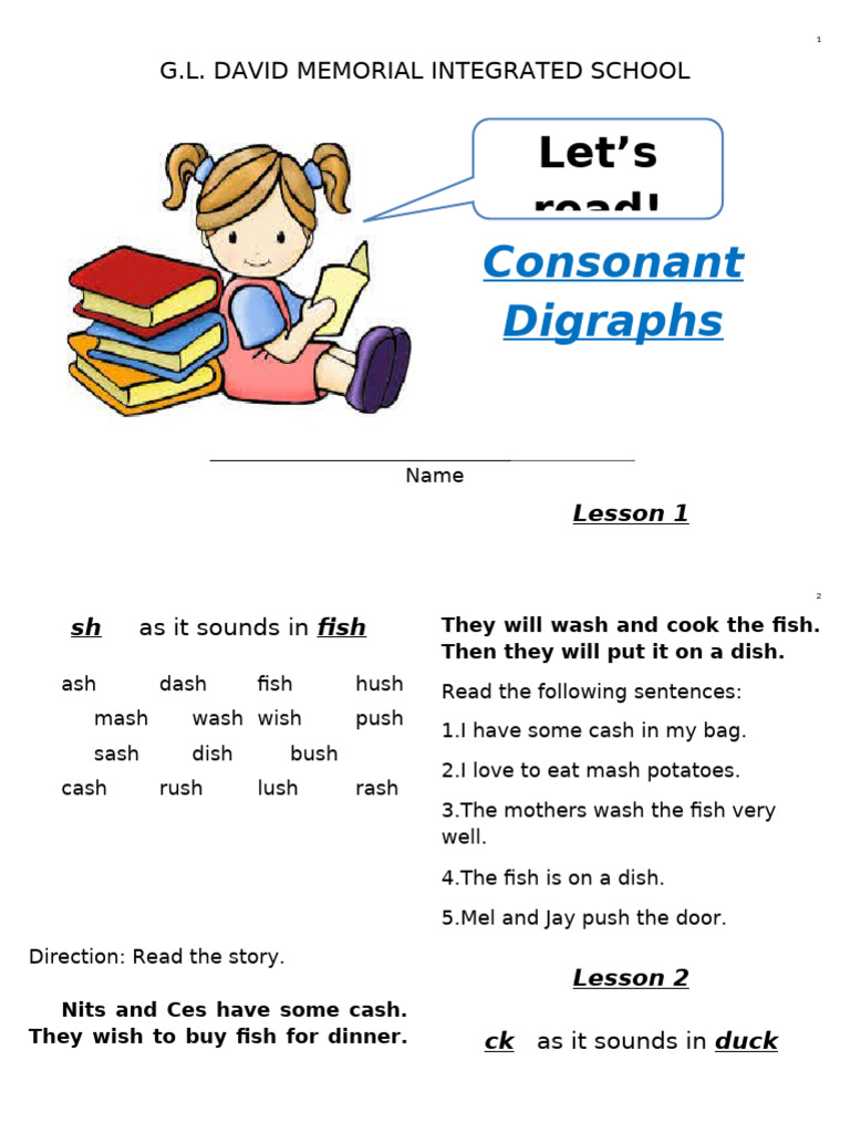 Consonant Digraphs With Comprehension | PDF