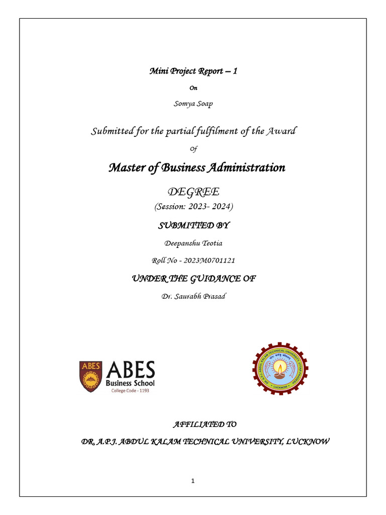 Deepanshu - Teotia - Somya - Soap (1) 213232 | PDF | Marketing | Market Segmentation