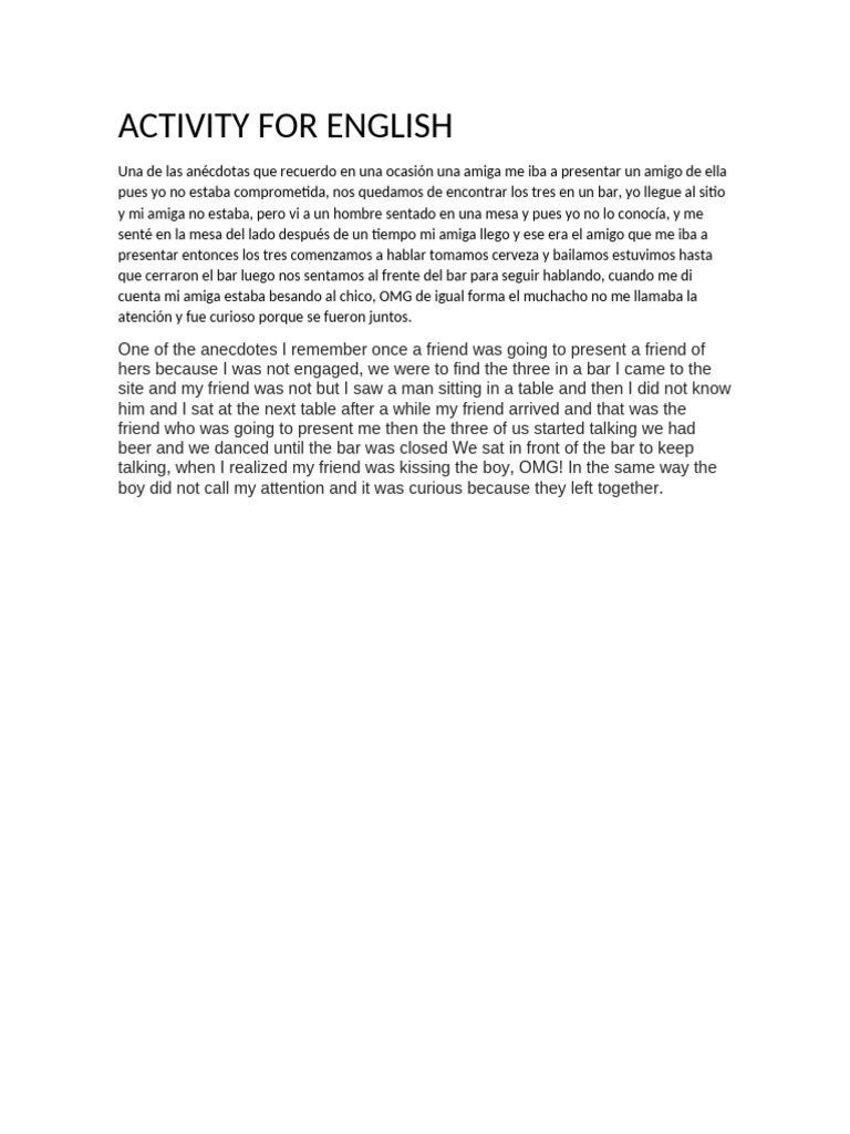 Activity For English | PDF