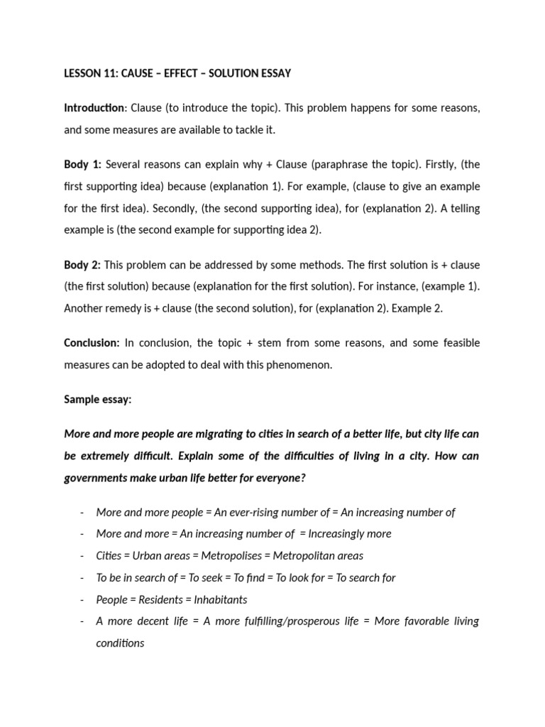 Cause Effect Solution Essay | PDF | Cost Of Living | Air Pollution