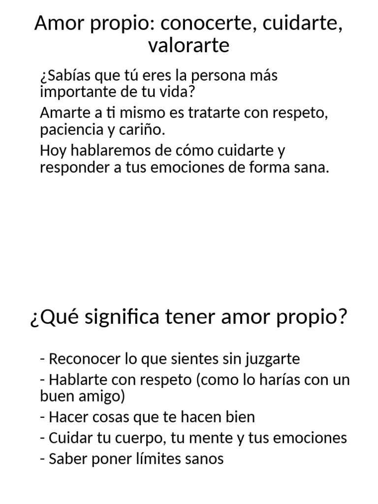 Presentación_Amor_Propio_Emociones_Niños | PDF