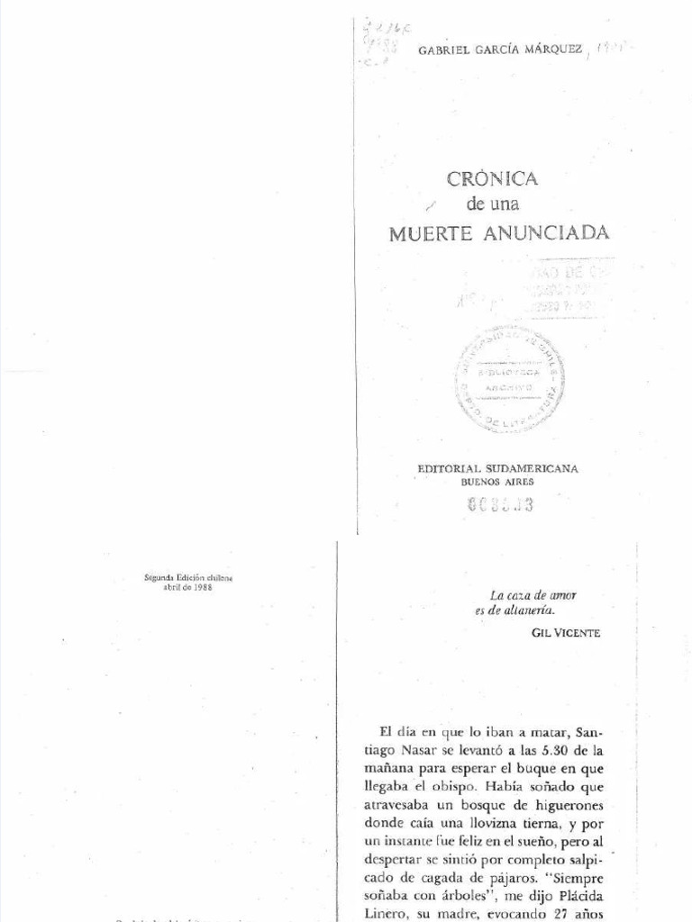 PDF Cronica de Una Muerte Anunciada 1 - Compress | PDF