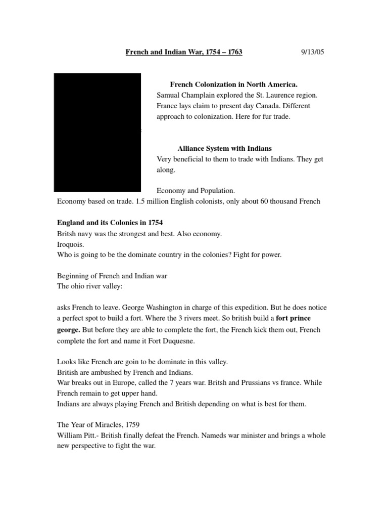 French and Indian War Overview | PDF | French And Indian War | The ...