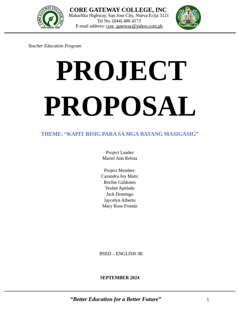 Eng-3b - Project Proposal - Group 2 ... | PDF | Education Theory | Pedagogy