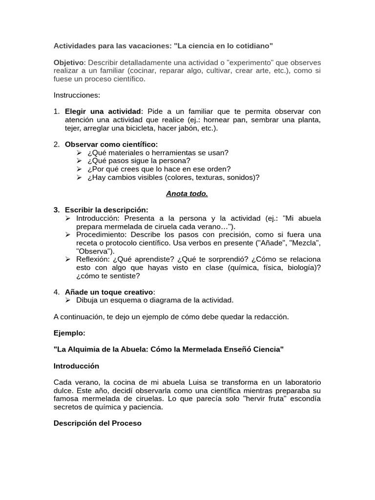 Actividades para Las Vacaciones | PDF