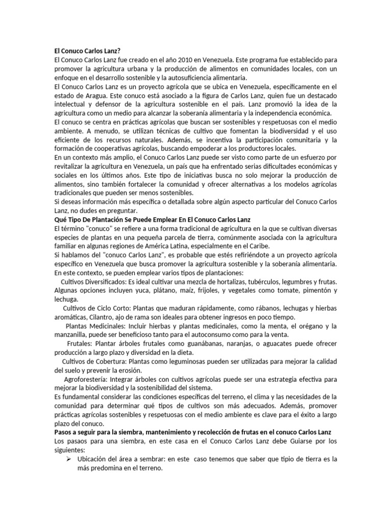 El Conuco Carlos Lanz | PDF | Agricultura | Siembra