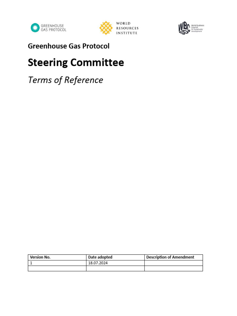 GHG Protocol Steering Committee ToR | PDF | Greenhouse Gas | Governance